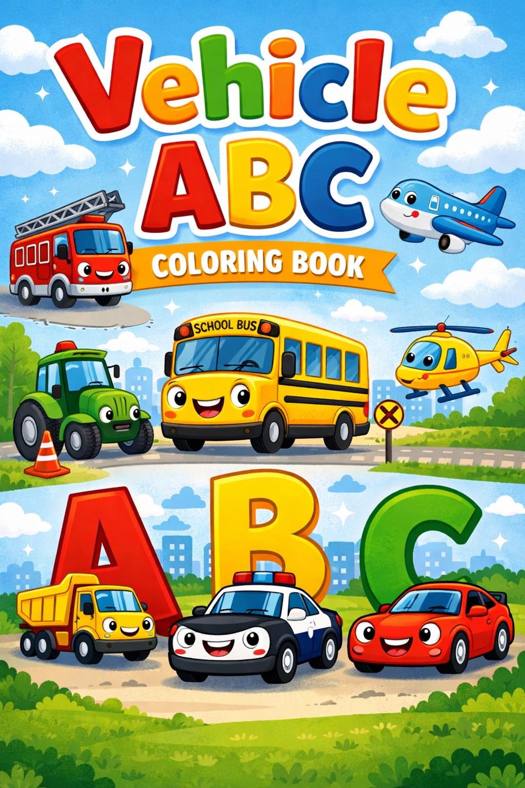 Vehicle ABC Coloring Book, Alphabet Learning Pages for Kids (PDF ...