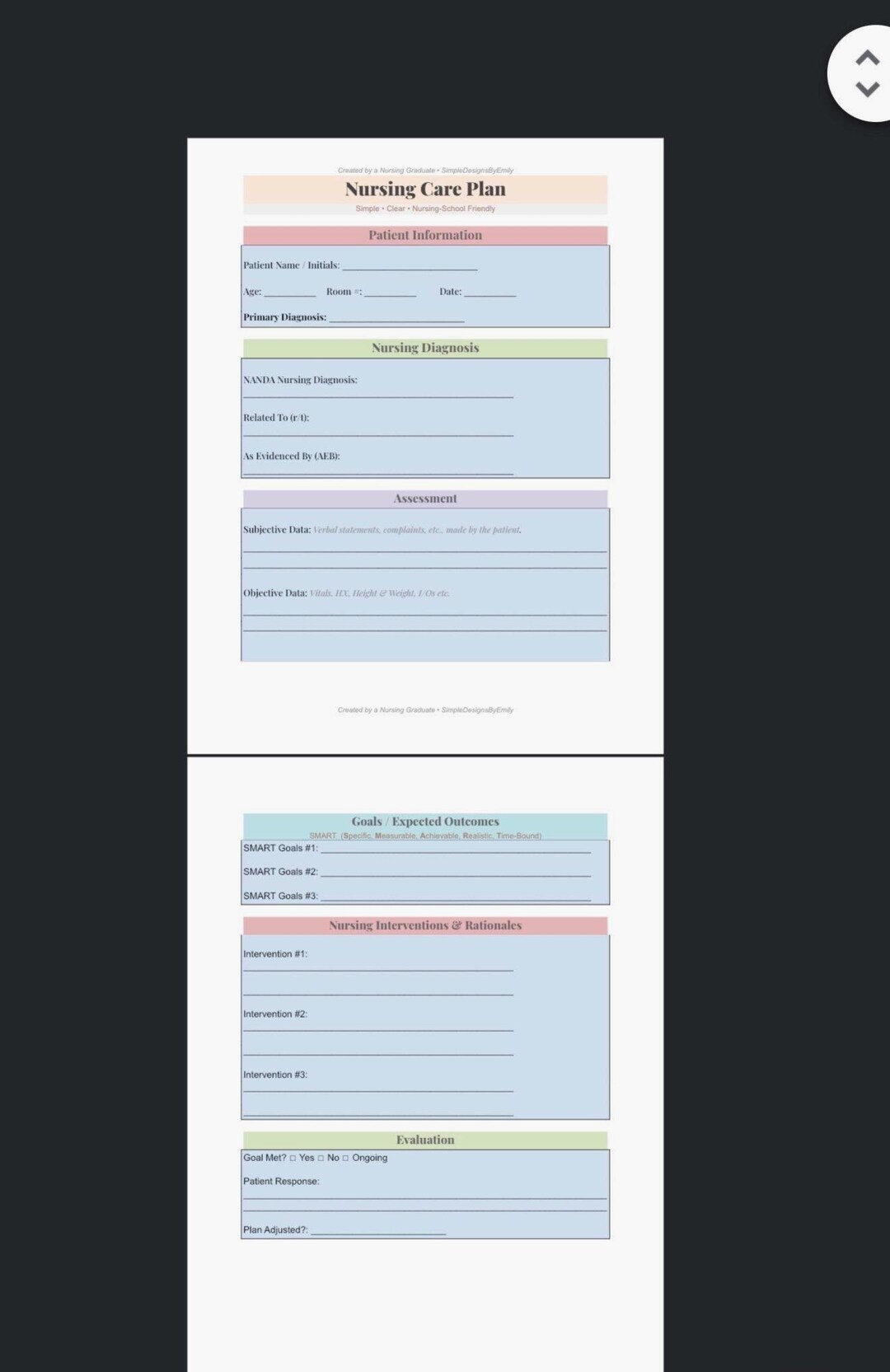 Nursing Care Plan Template | Clinical, NANDA, SMART Goals for Students ...