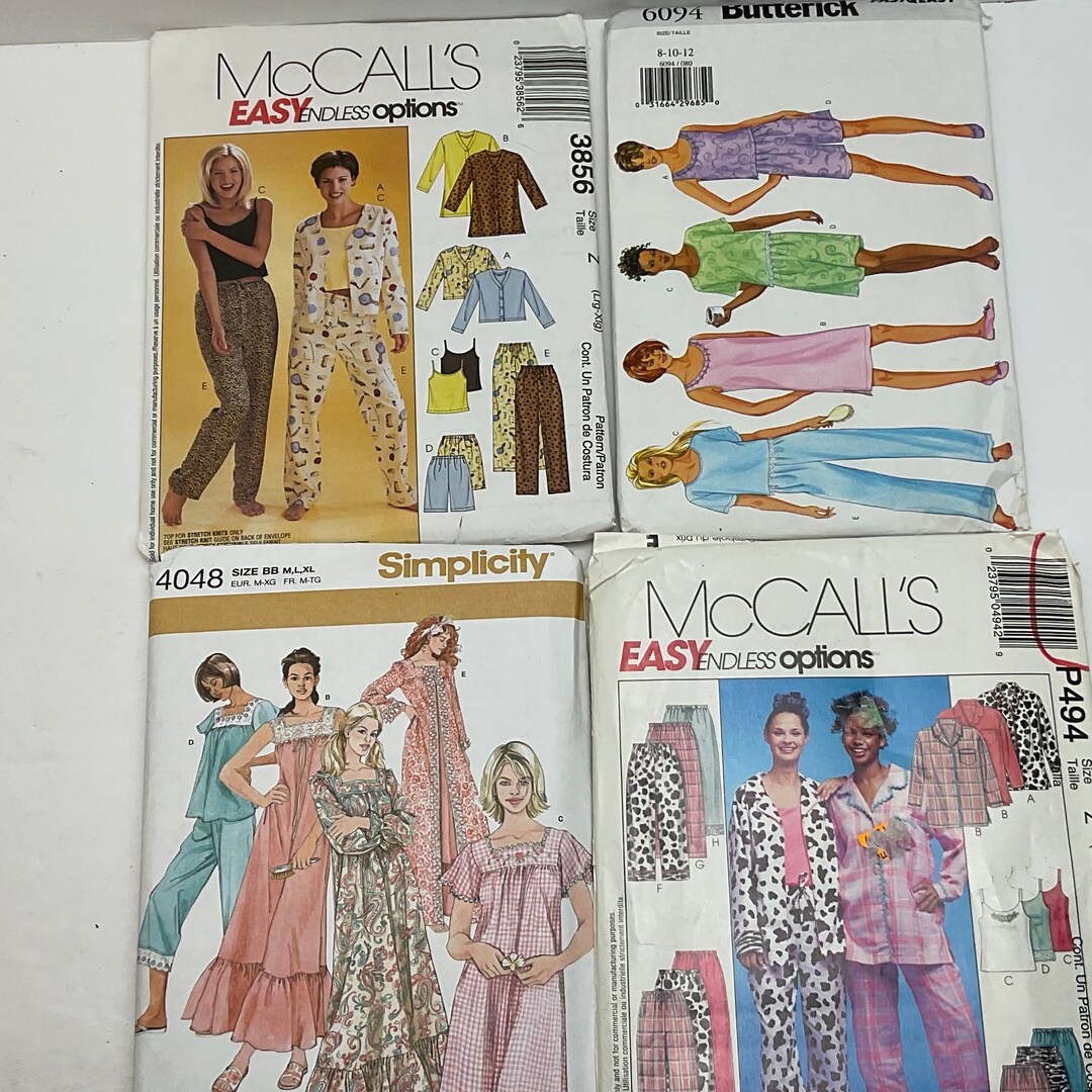 Womens Pajama Sleepwear Robe Patterns Mccalls P494 3856 Simplicity