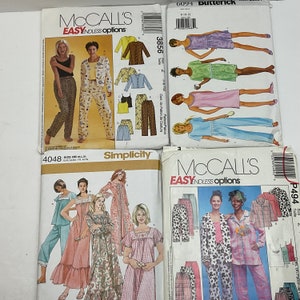 Women’s Pajama Sleepwear, Robe, Patterns, Mccalls P494, 3856 ...