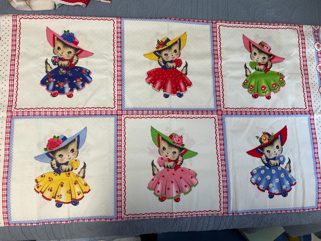 RARE Pam Kitty Morning Fabrics Panel, 24” X 44”, 6 Blocks, A5 - Etsy