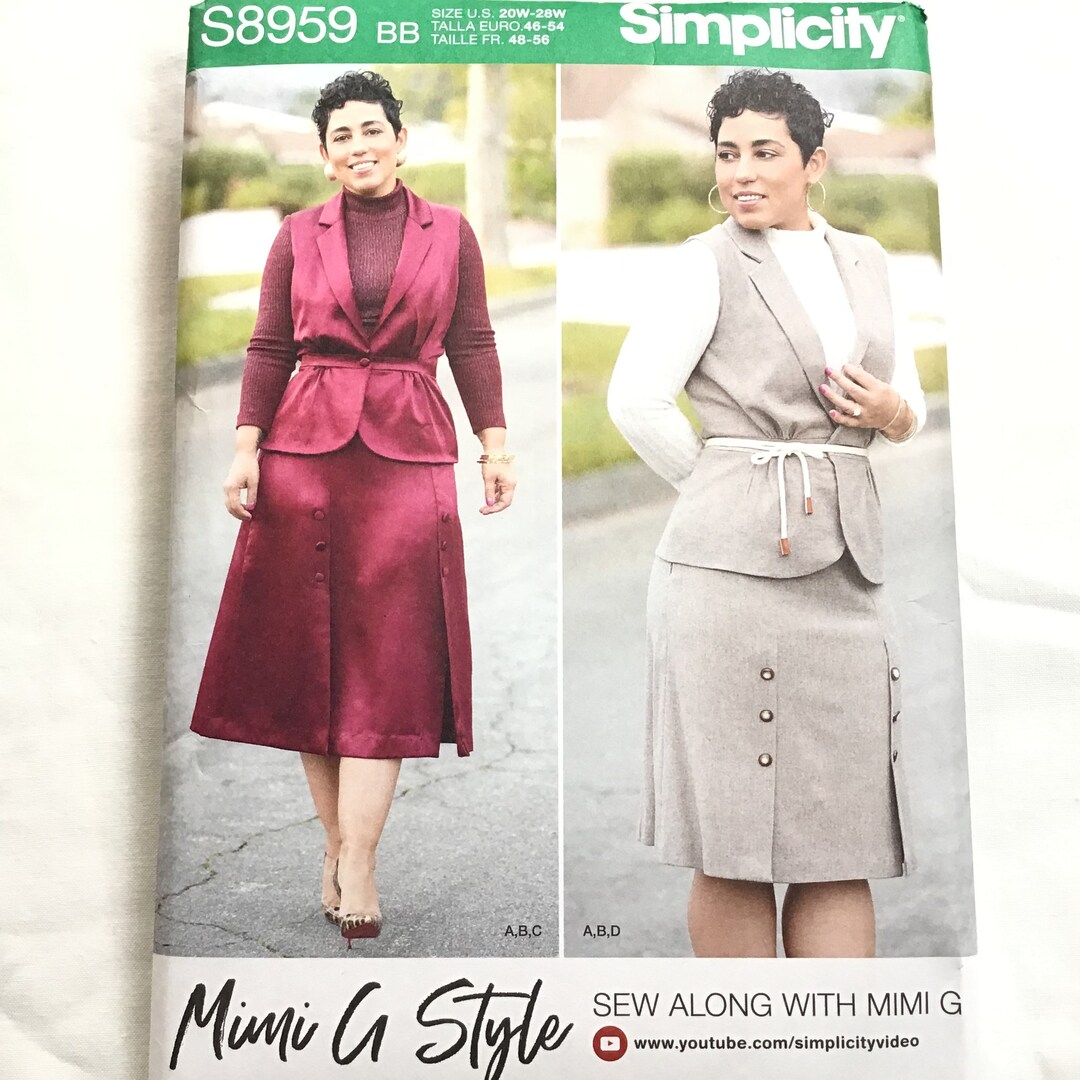 Simplicity 8959 Sewing Pattern, Mimi G Style Skirts, Vest, Turtle Neck ...