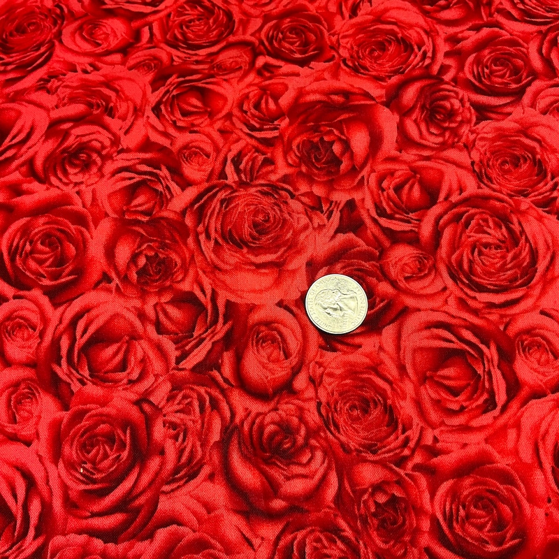 Red Rose Fabric - Etsy