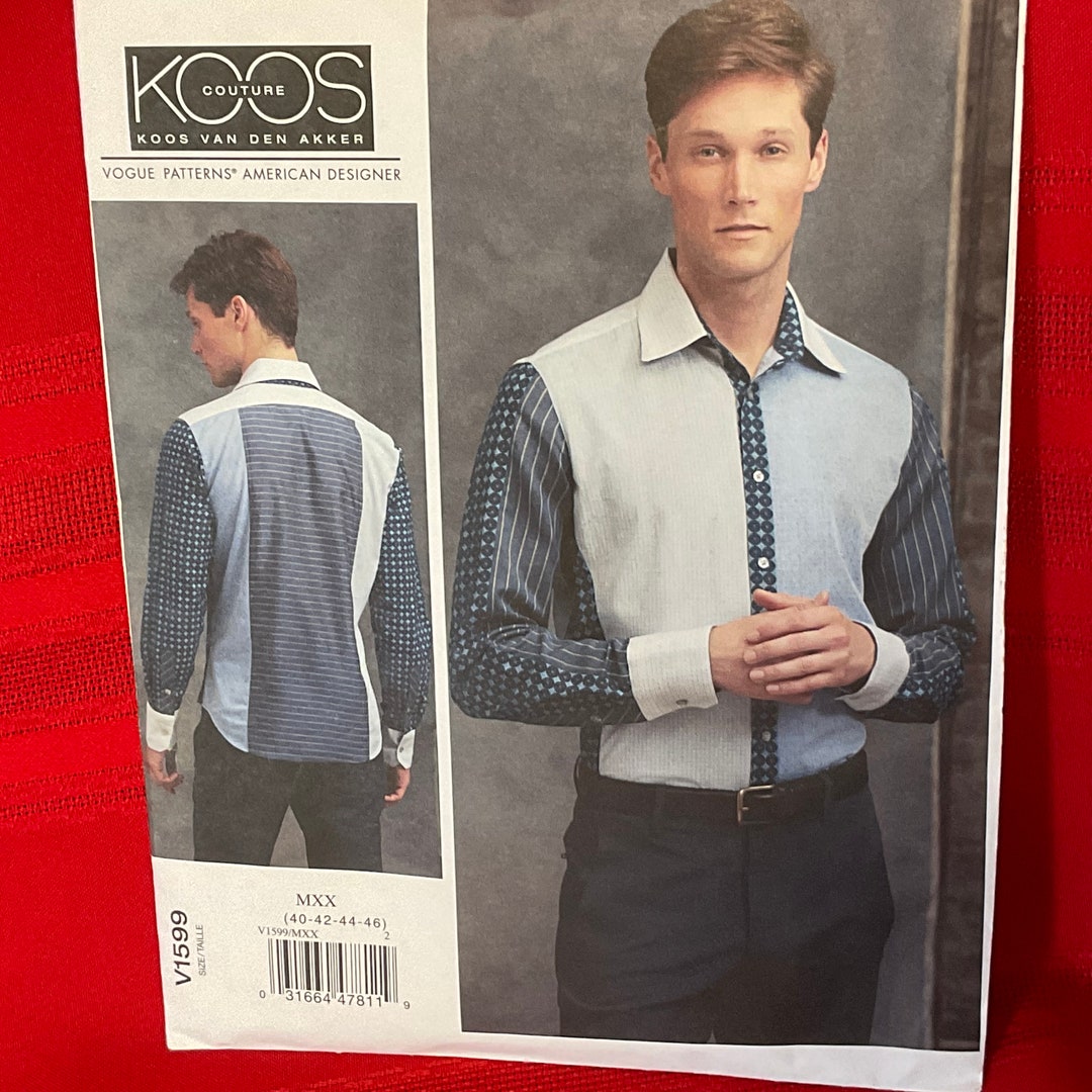 Koos Couture Vogue Sewing Pattern, Men’s Color Block Button up Shirt ...