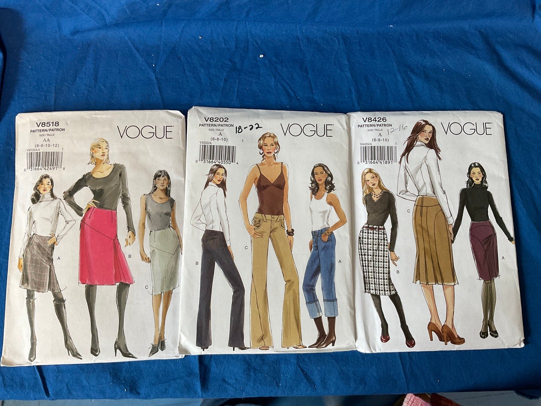 Vogue Sewing Patterns, 8202, 8518, 8426, Skirt, Jeans, Pants, Sizes 6 ...