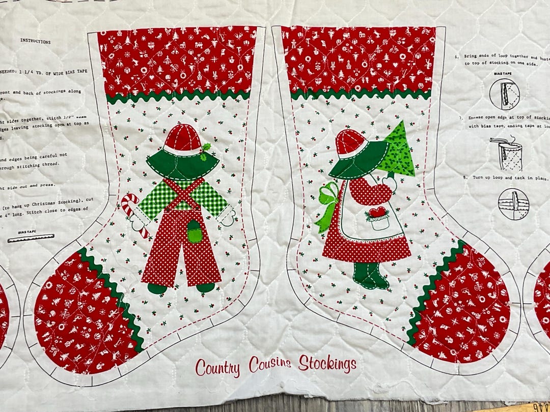 VIP Cranston Prints Country Cousins Stockings Quilted Sewing Panel, D5 ...