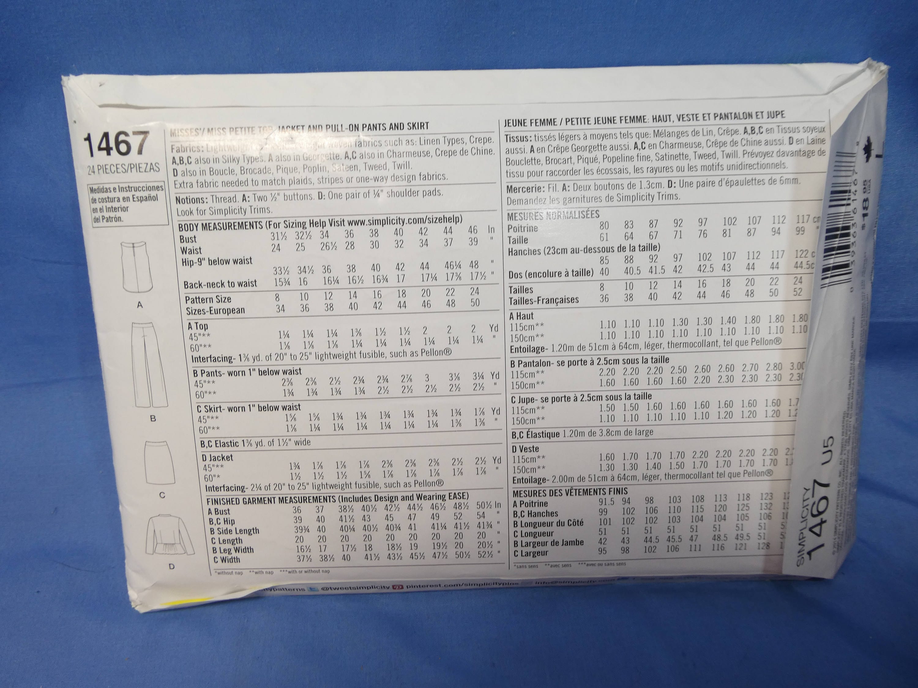 Sewing & Needlecraft Patterns Sewing and Pants Pattern Size 8-16 ...