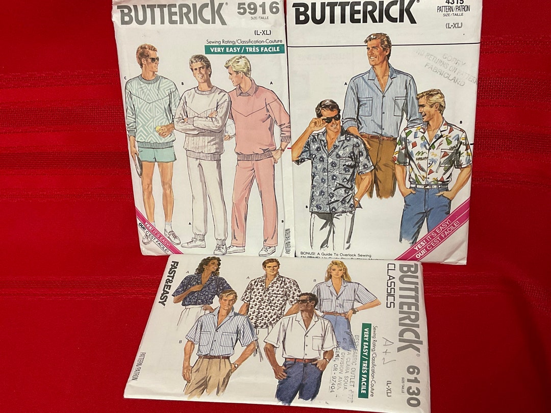 Butterick Men’s Sewing Patterns, 5916, 6130, 4315, Jogging Suit Sweats ...