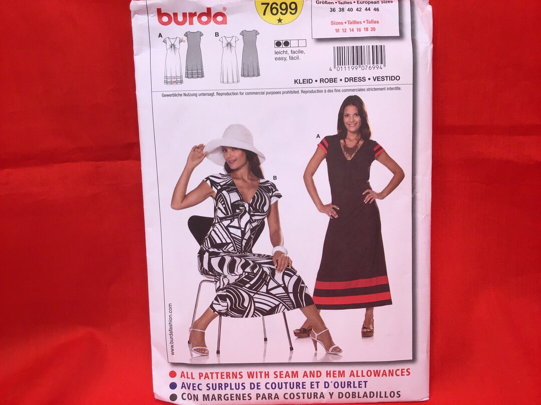 Burda Sewing Pattern 7699, Two Way Strretch Dress, Size 10 - 20 - Etsy