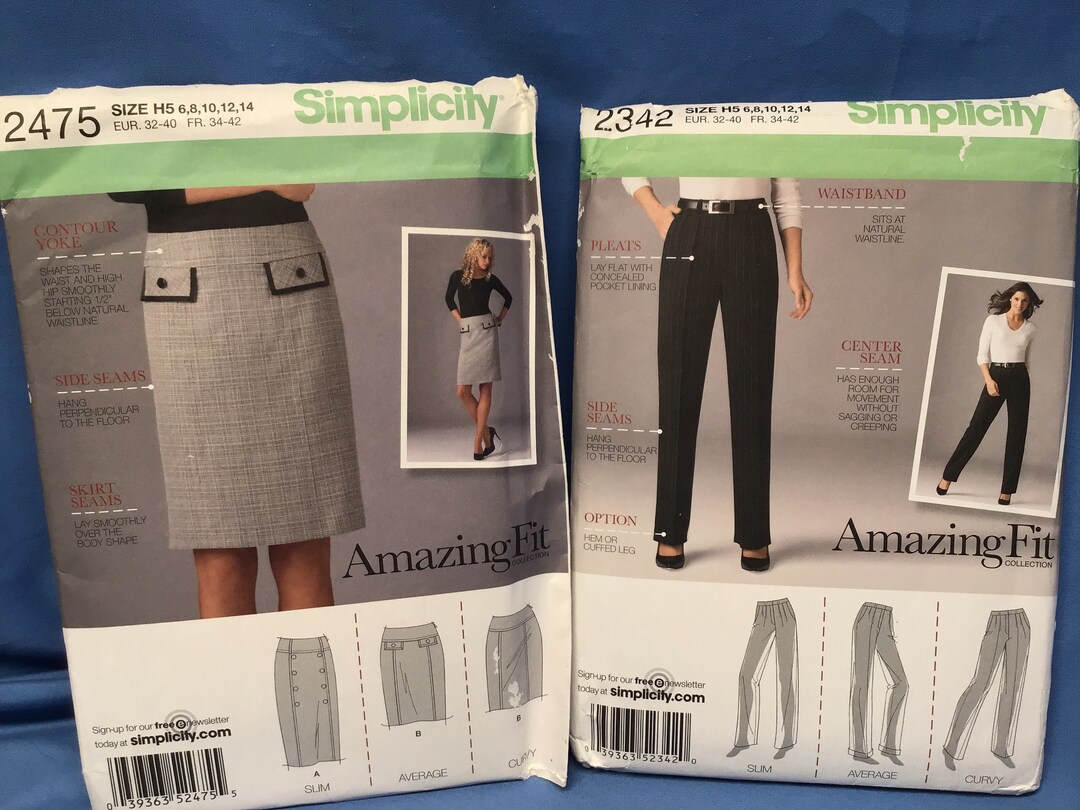 Simplicity Amazing Fit Sewing Patterns 2342 Pants 2475 - Etsy New Zealand