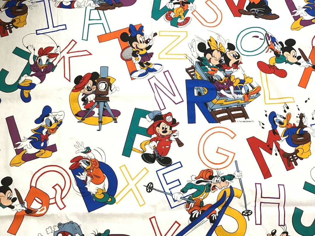 Disney Mickey Mouse and Friends Alphabet Fabric, by the Yard, C4 - Etsy