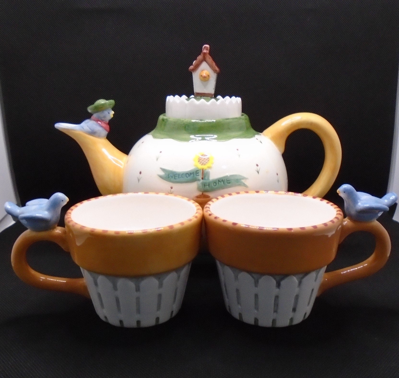 Vintage Tea Set, Home in the Garden 1997 Pelzman Designs, Tea Pot With ...