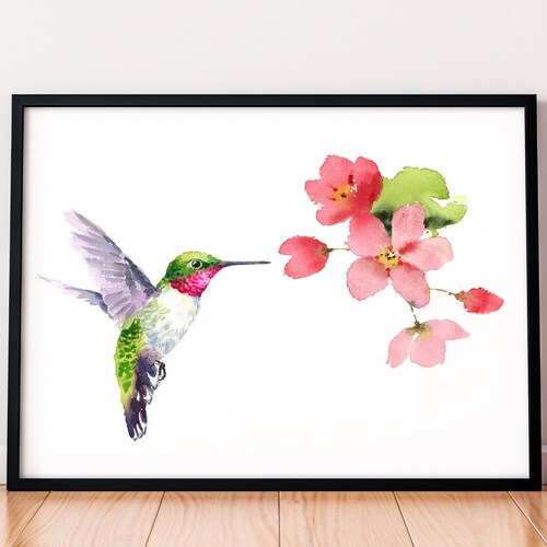Hummingbird Watercolor Print - Etsy