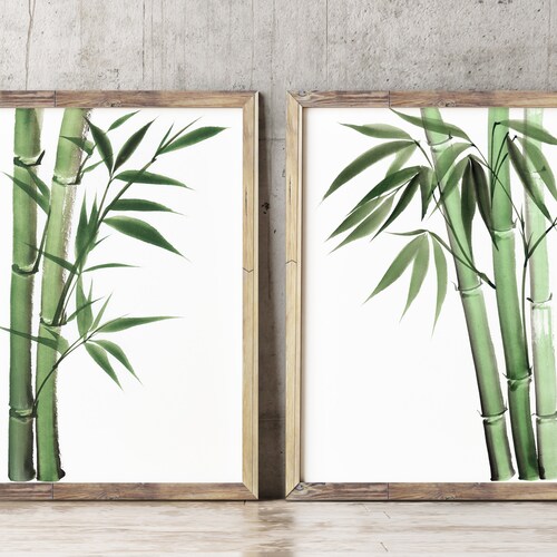Bamboo Art Print Set of 2 Zen Decor Zen Wall Art Botanical | Etsy