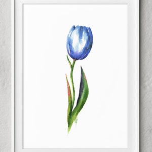 Blue Tulips Print Set of 3, Tulips Painting, Blue Flowers Print Wall ...