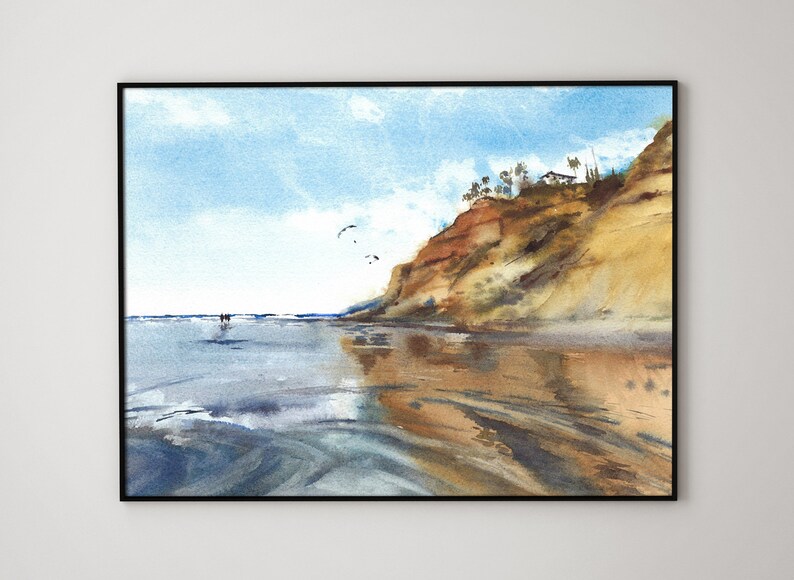 California Wall Art California Beach Print Watercolor - Etsy