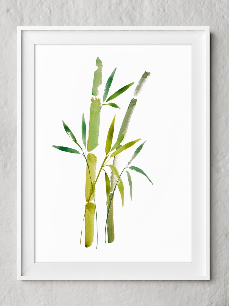 Bamboo Painting Set of 2 Plant Prints Watercolor Plants - Etsy