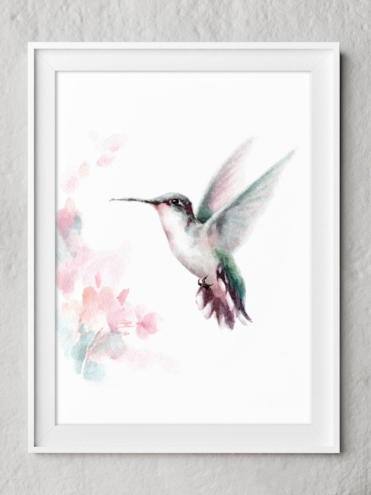 Hummingbird Painting Abstract Hummingbird Print Bird Art | Etsy