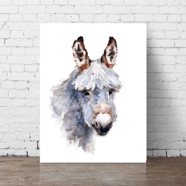 Watercolor Donkey - Etsy