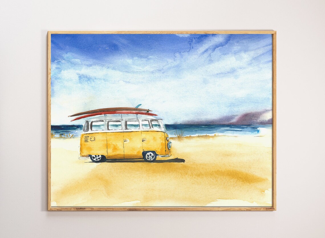 Surfer Print Surfing Art VW Bus Art Surfer Gifts Surfing - Etsy