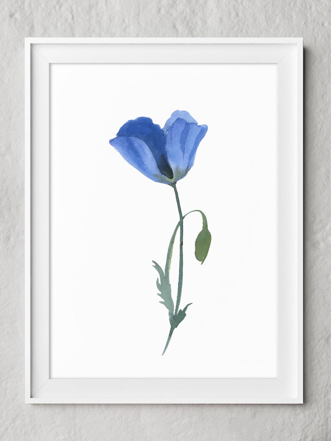 Blue Flowers Print Set of 4 Blue Poppy Wall Art Poppies | Etsy