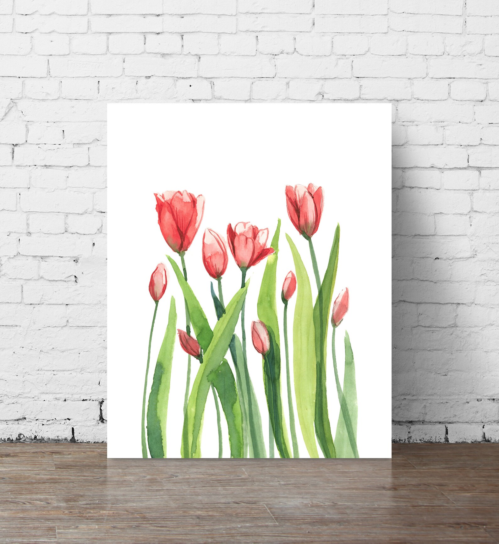 Red Tulips Painting Tulips Flower Print Floral Wall Art - Etsy