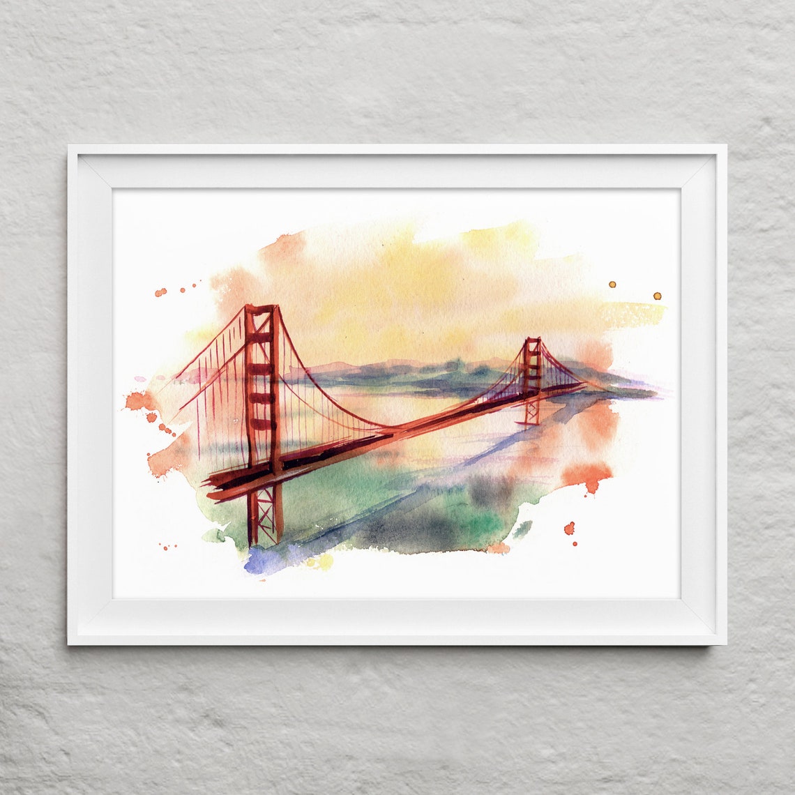 Golden Gate Bridge Watercolor Print San Francisco Art Golden | Etsy