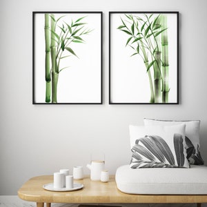 Bamboo Wall Art Print Set of 2, Zen Decor, Zen Wall Art, Botanical ...