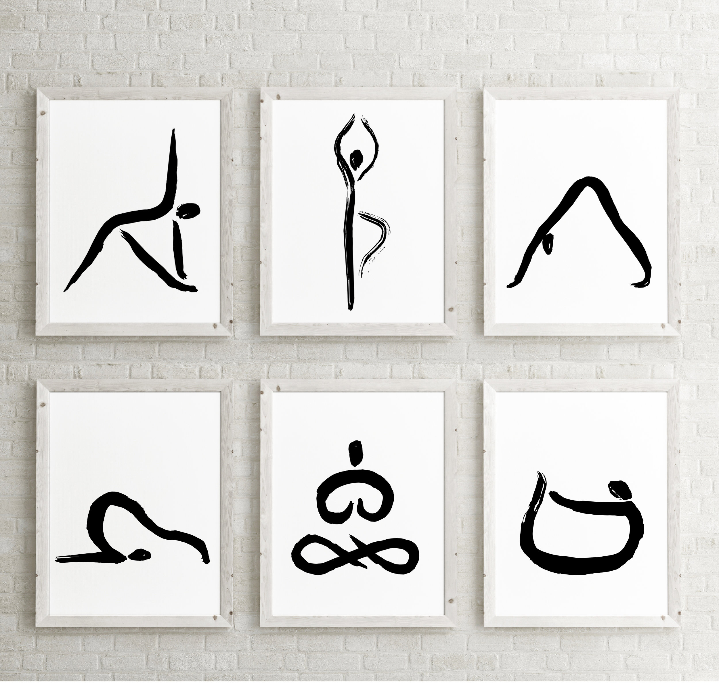 Yoga Poses Art Set of 6 Yoga Studio Decor Yoga Art Print Set | Etsy