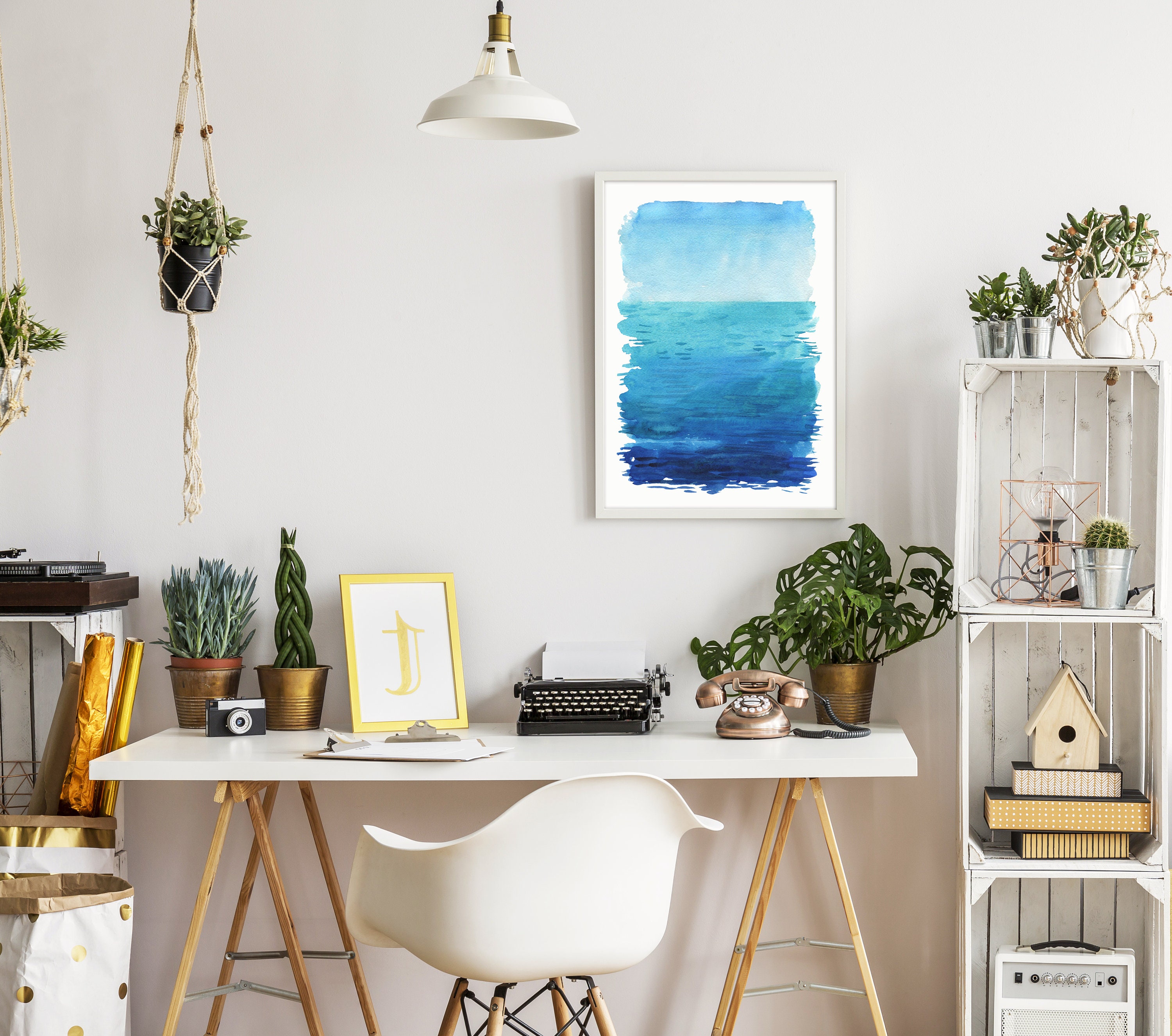 Watercolor Ocean Painting Seascape Print Ocean Wall Art | Etsy