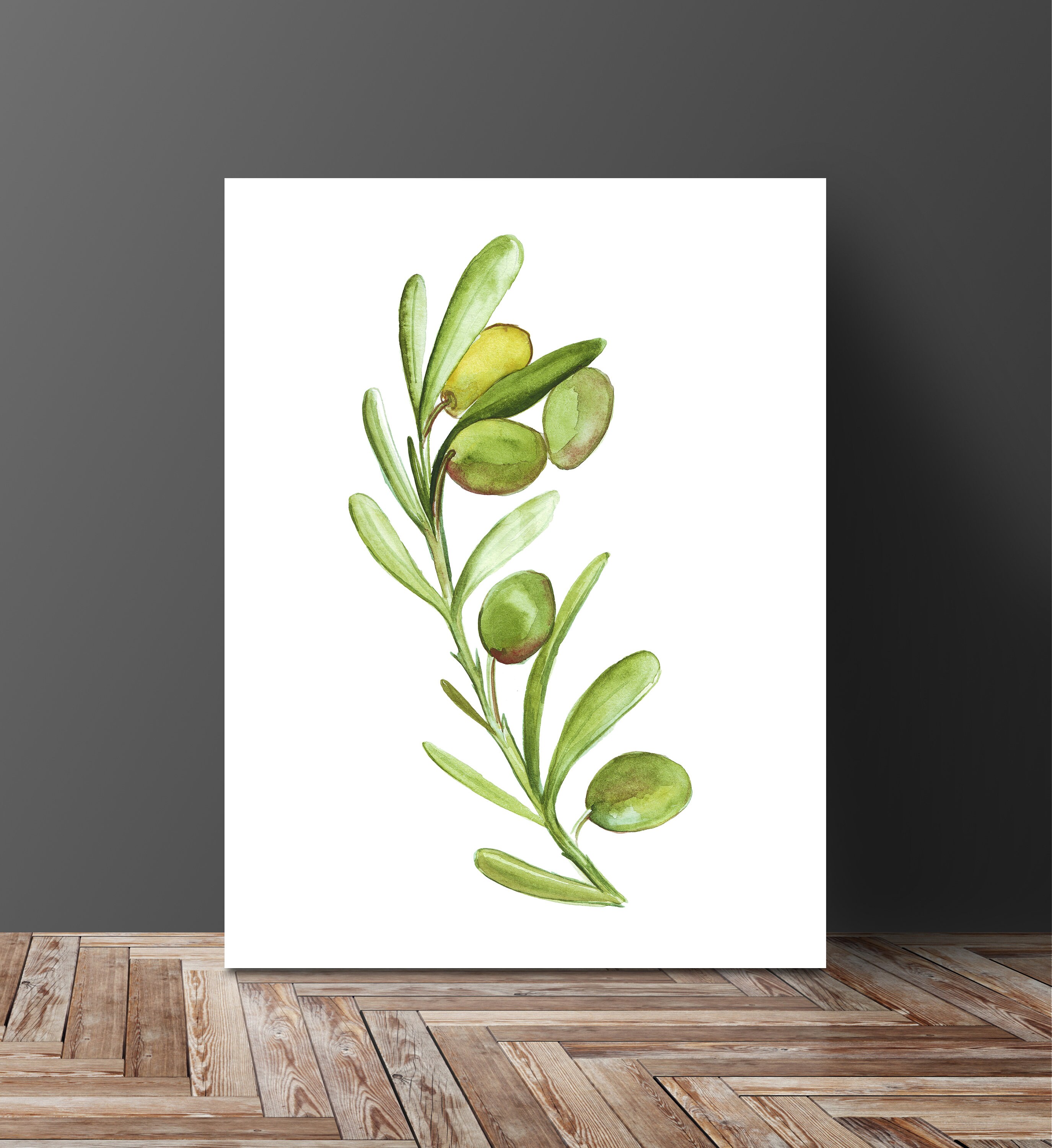 Olive Branch Print Set of 3 Watercolor Olive Branch Print | Etsy