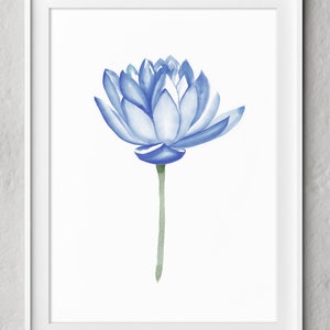 Blue Watercolor Lotus Flower Set of 2 Flower Painting Set - Etsy