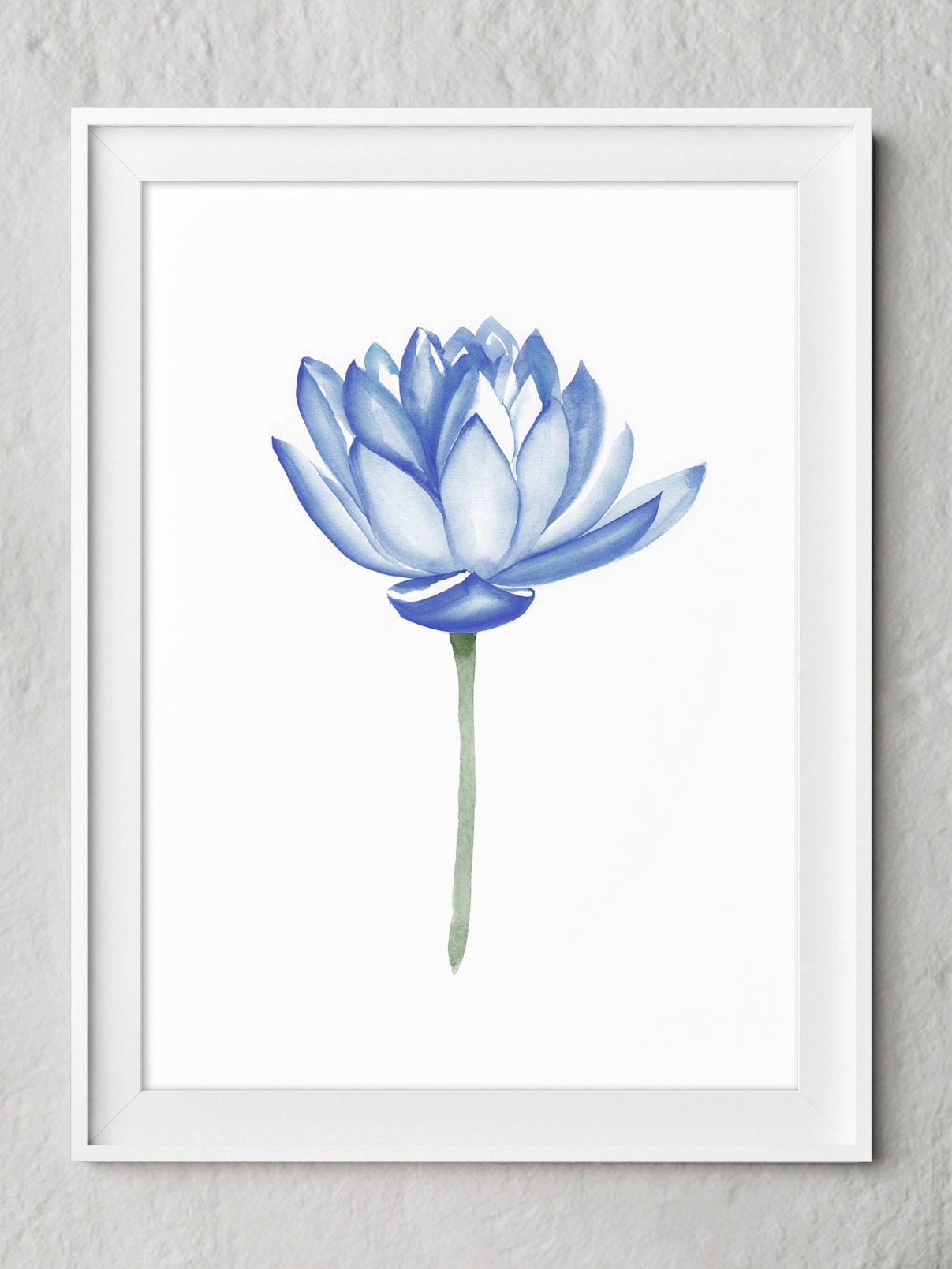 Blue Watercolor Lotus Flower Set of 2 Flower Painting Set | Etsy
