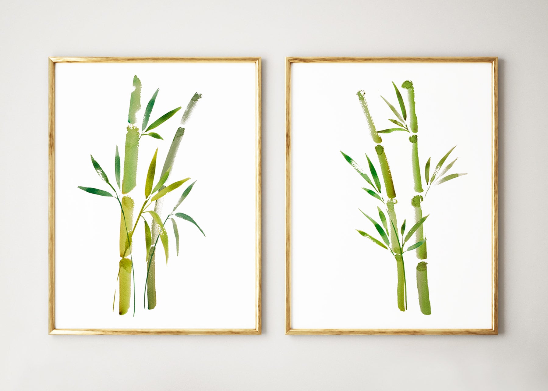 Bamboo Painting Set of 2 Plant Prints Watercolor Plants | Etsy