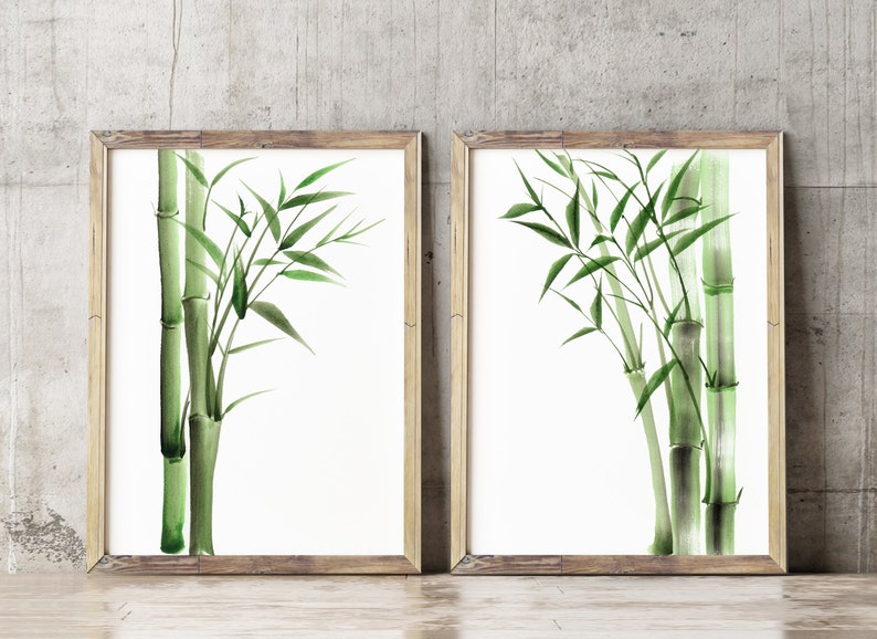 Bamboo Wall Art Print Set of 2 Zen Decor Zen Wall Art | Etsy