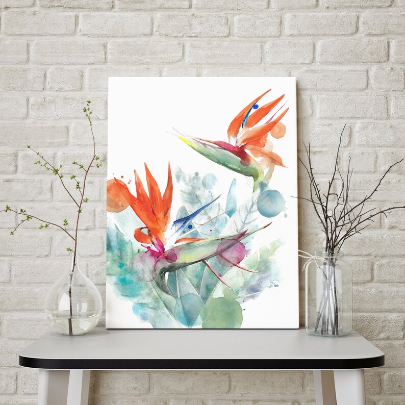 Tropical Print Abstract Painting Tropical Wall Art Birds of - Etsy