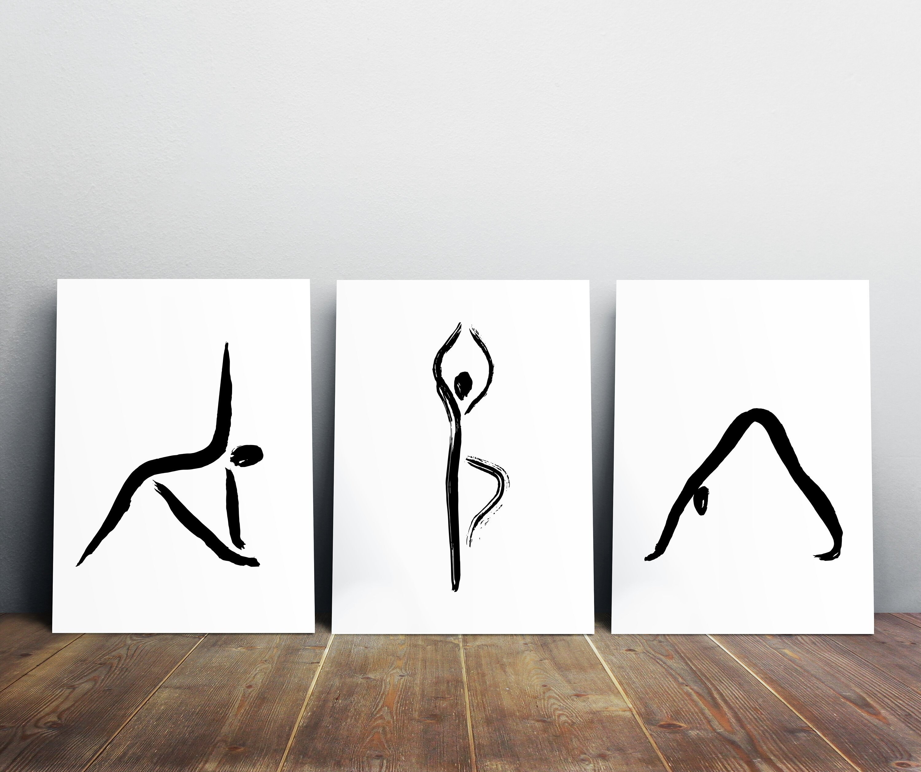 Yoga Poses Art Set Yoga Studio Decor Yoga Art Print Set of | Etsy