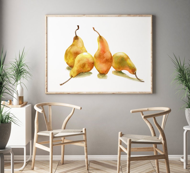 Pear Painting Kitchen Decor Pear Art Print Fruit Print - Etsy