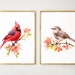 Watercolor Birds Flowers Print Set of 2 Bird Painting Wall - Etsy