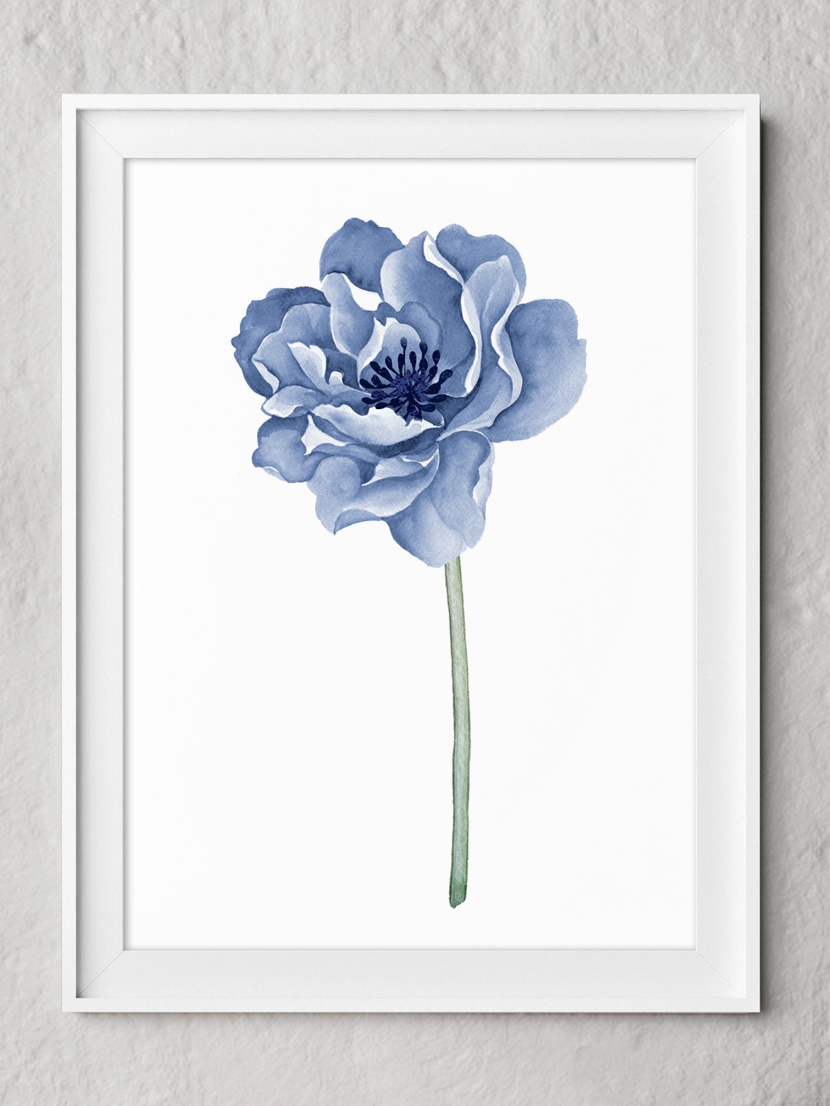 Watercolor Blue Flower Painting Set of 2 Blue Flowers Print - Etsy