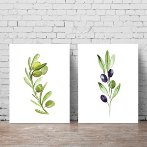 Olive Branch Print Set of 2 Kitchen Decor Botanical Print | Etsy