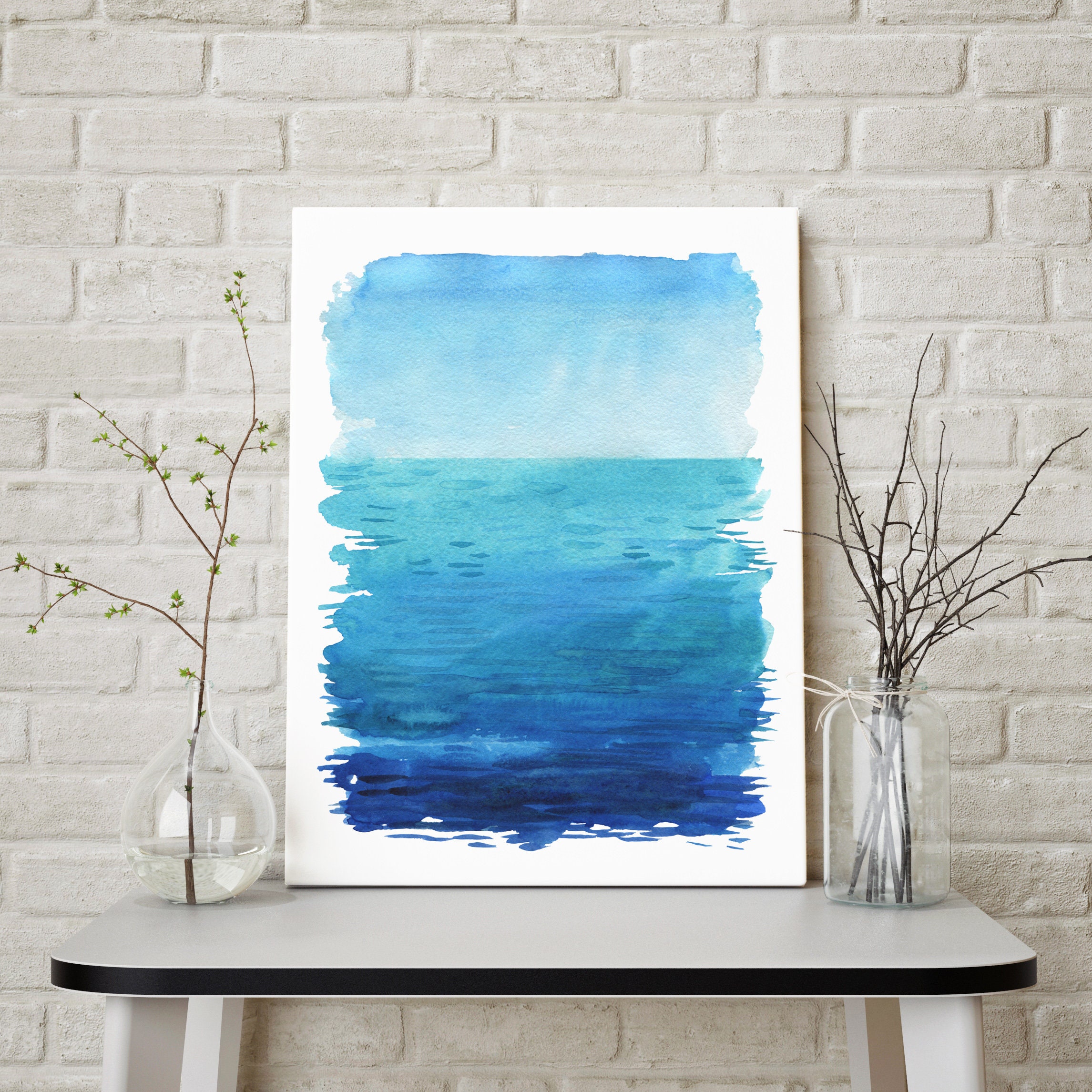 Watercolor Ocean Painting Seascape Print Ocean Wall Art | Etsy