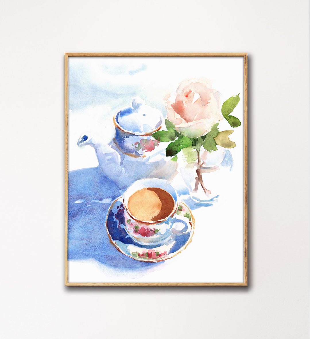 Kitchen Wall Art, Kitchen Print, Coffee and Cream Watercolor Painting ...