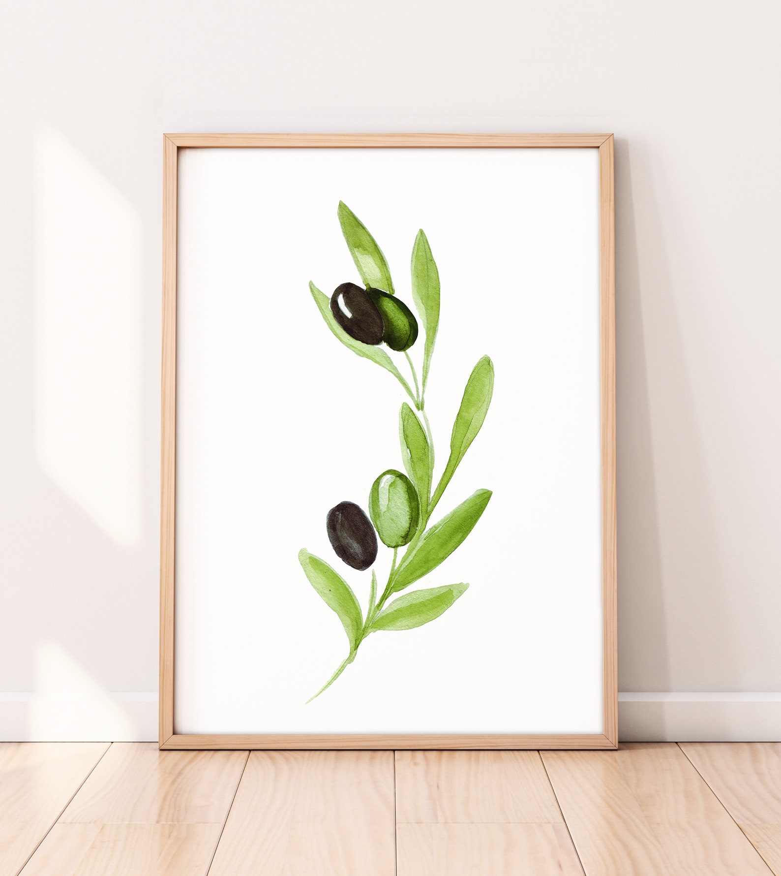 Olive Branch Print Set of 3 Kitchen Decor Watercolor Olive | Etsy