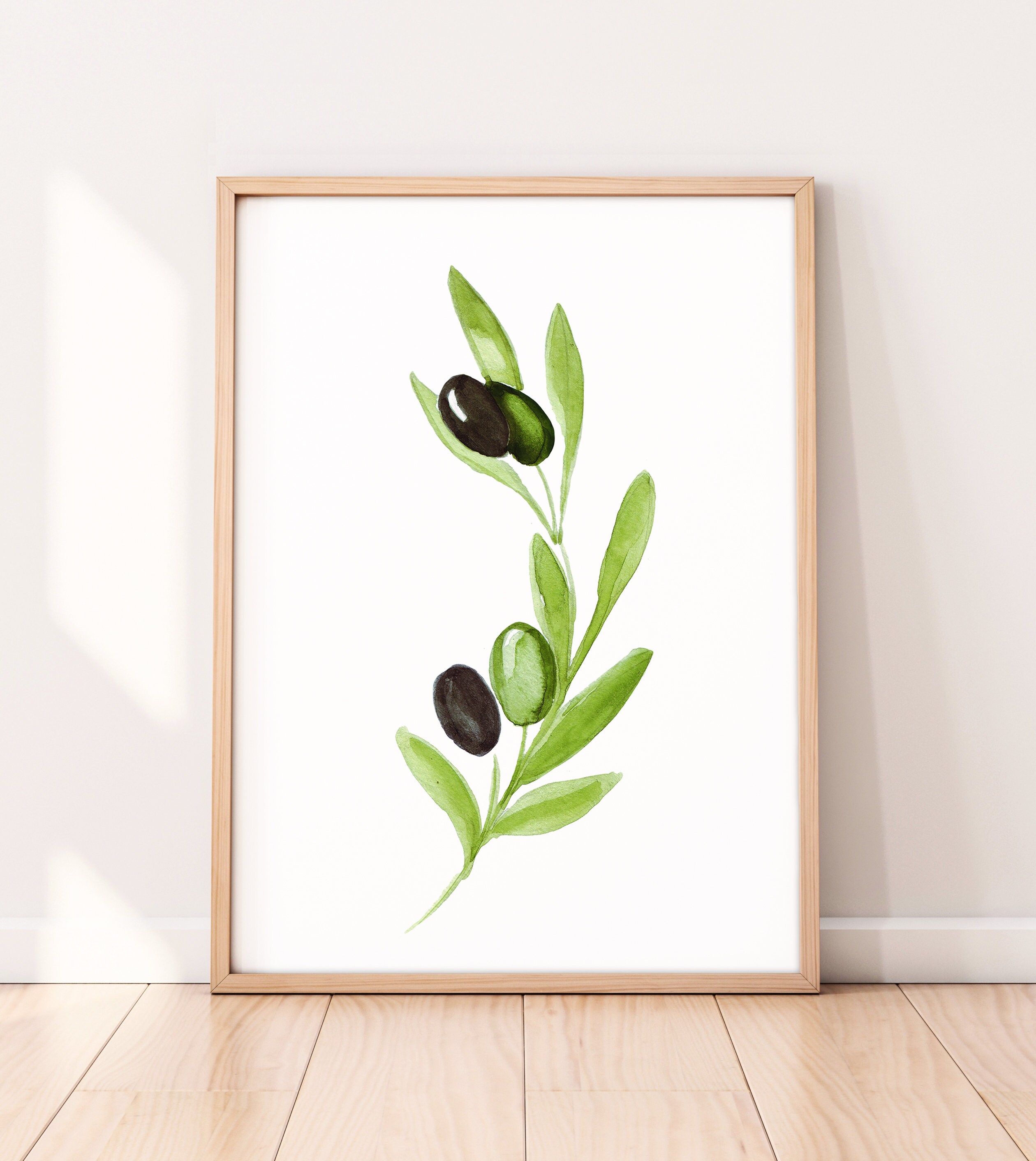 Olive Branch Print Set of 3 Kitchen Decor Watercolor Olive | Etsy