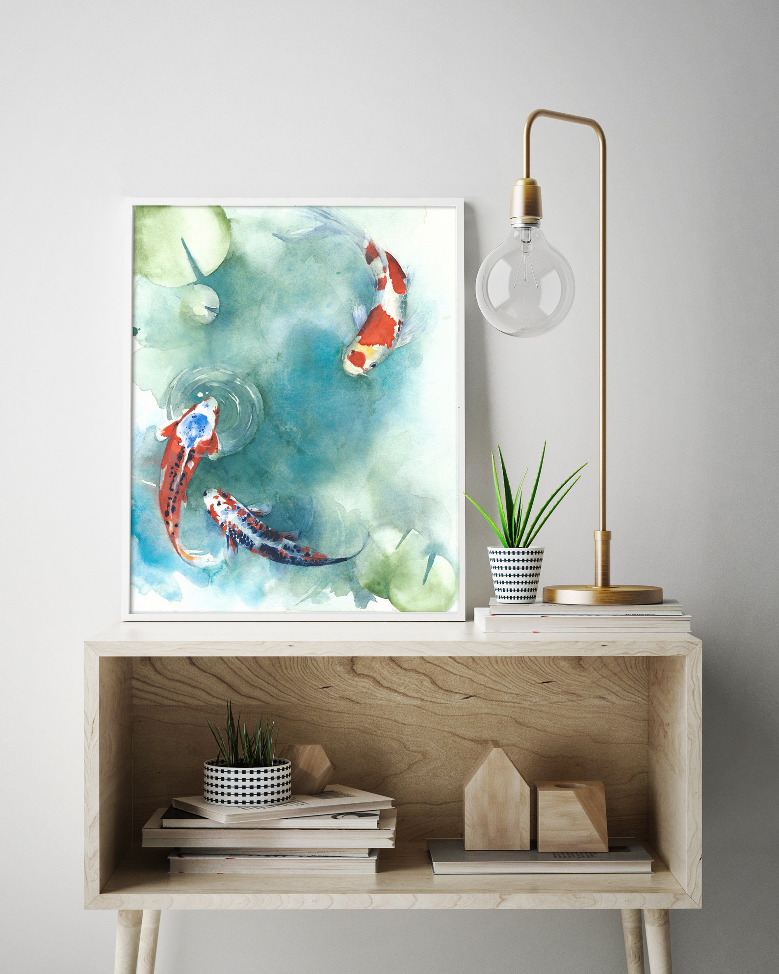 Koi Fish Painting Zen Wall Art Koi Art Watercolor Wall Art | Etsy