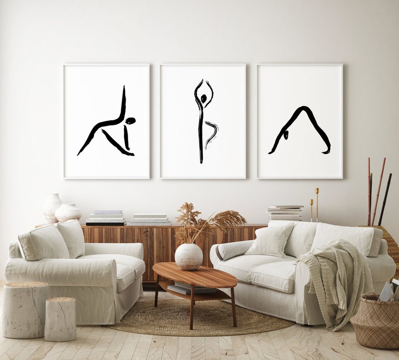 Yoga Poses Art Set Yoga Studio Decor Yoga Art Print Set of | Etsy