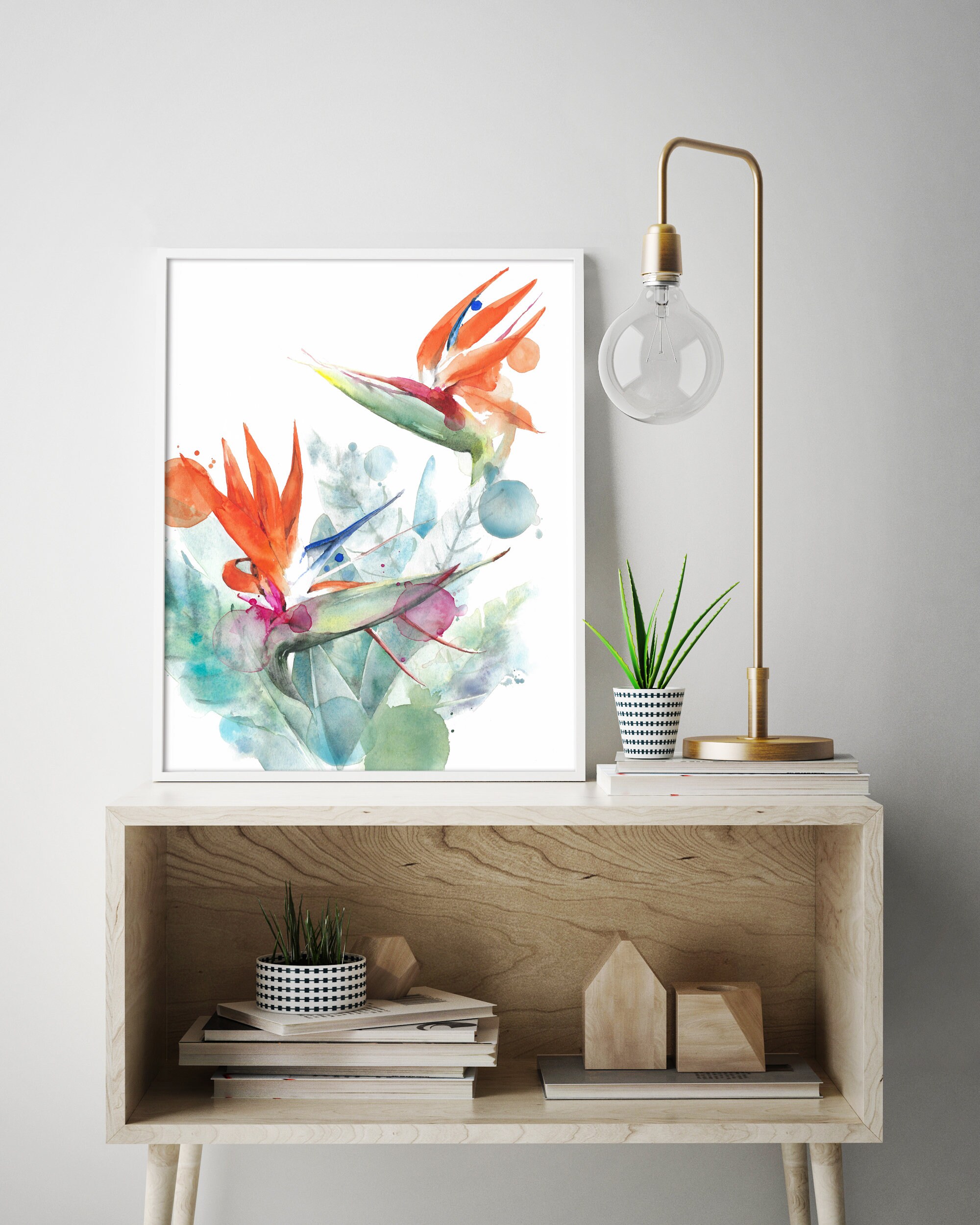 Tropical Print Abstract Painting Tropical Wall Art Birds of | Etsy