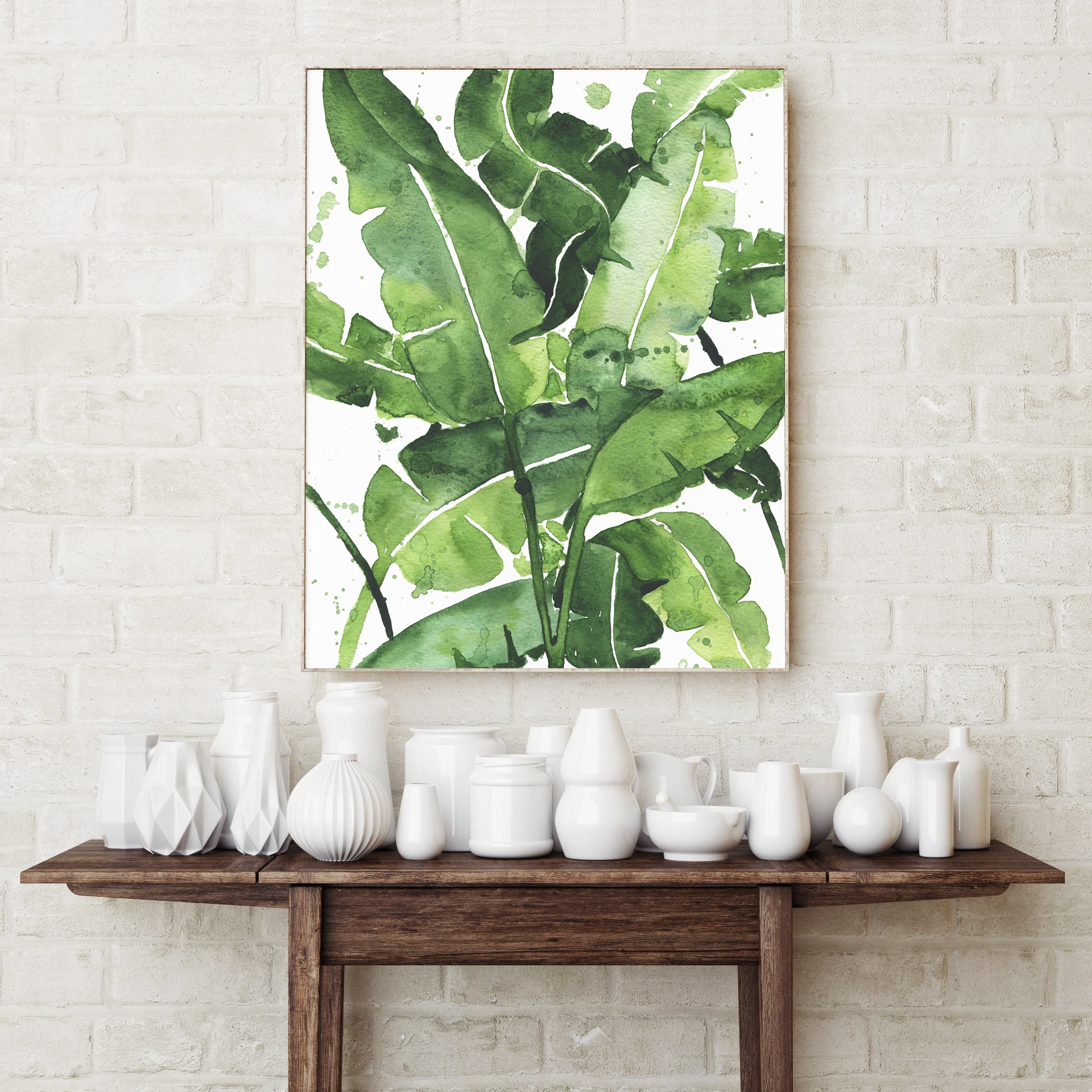 Tropical Banana Leaves Illustration Abstract Palm Leaves - Etsy