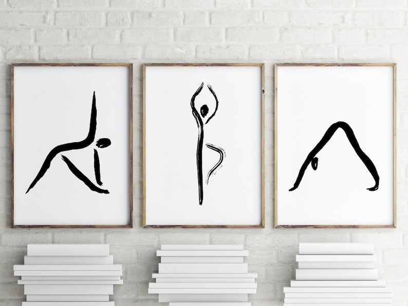 Yoga Poses Art Set Yoga Studio Decor Yoga Art Print Set of | Etsy